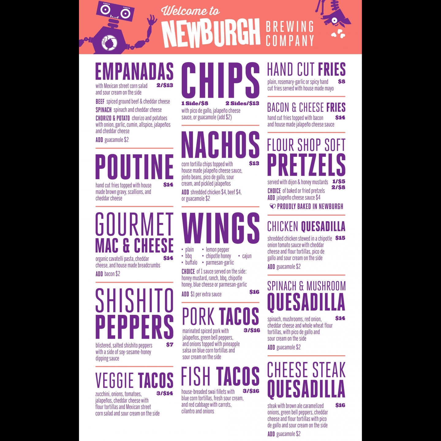 Menu- Newburgh Brewing Company | Newburgh, New York